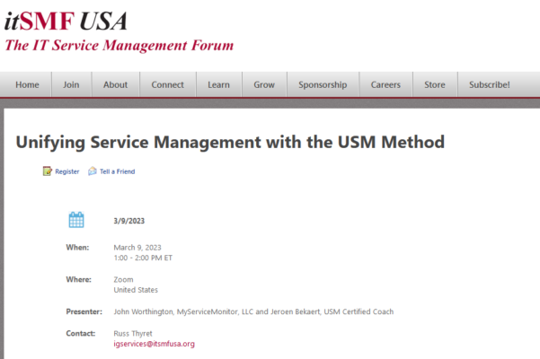 itSMF USA webinar: Unifying Service Management with the USM Method ...